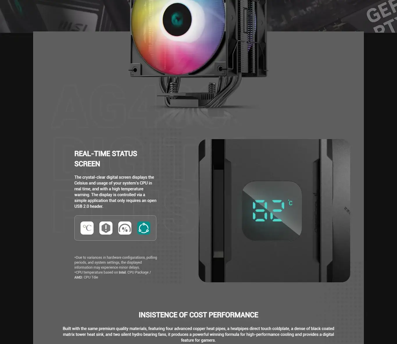 Buy Deepcool AG400 Digital Plus ARGB Air Cooler at Best Price in India–Mdcomputers.in